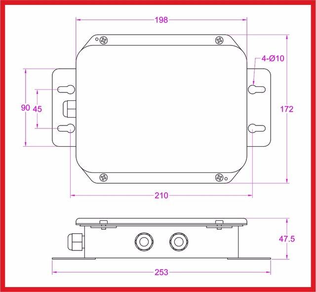 4-way load cell summing box for multiple load cells connection