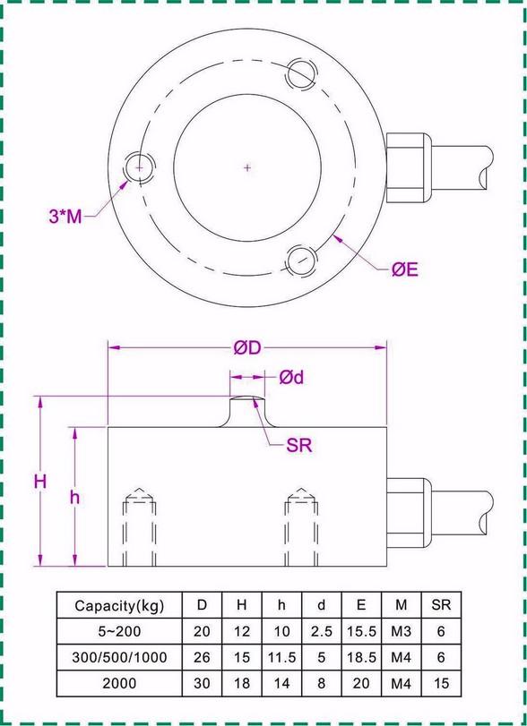 0-1000kg load button load cell 10kN compression force measurement