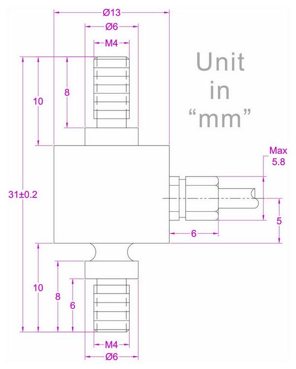 In-line force sensor 50N 100N 200N 500N tension and compression load ...