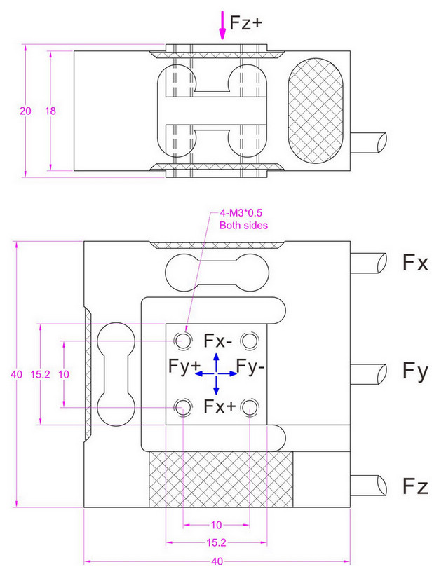 Small 3D force sensor 50N 3d load cell 5kg 3d force measurement