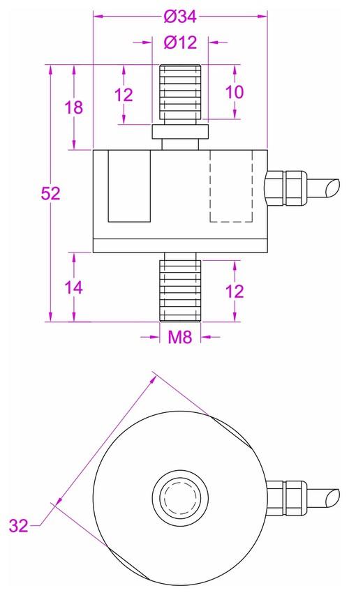 M8 rod end tension load cell 0.5kN 1kN 2kN 3kN 5kN tension force ...