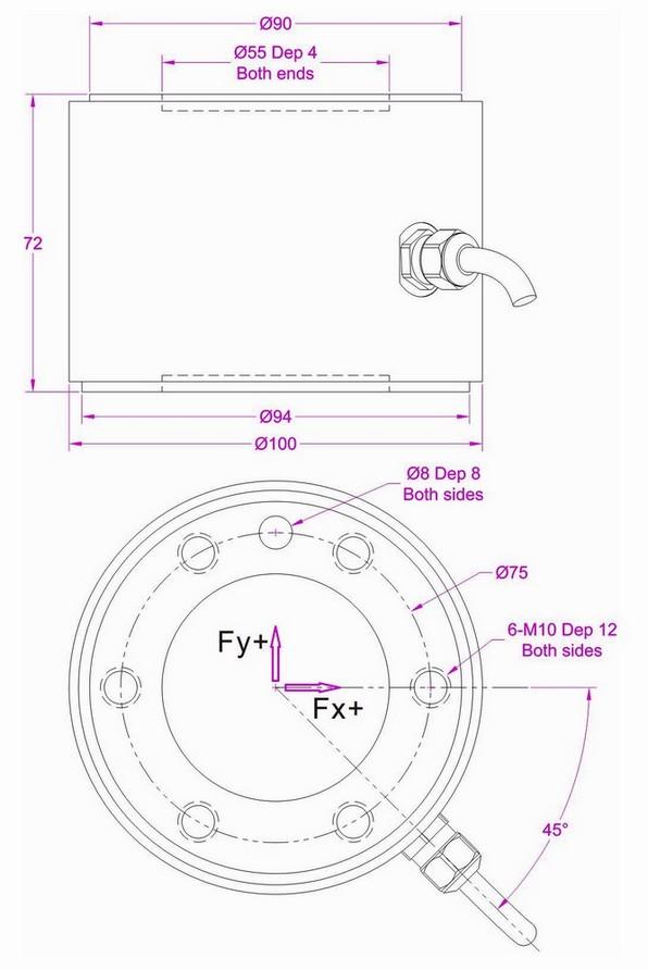 Flange type Multi-axis load cell 1 ton 2ton 5 ton 3 axis force sensor