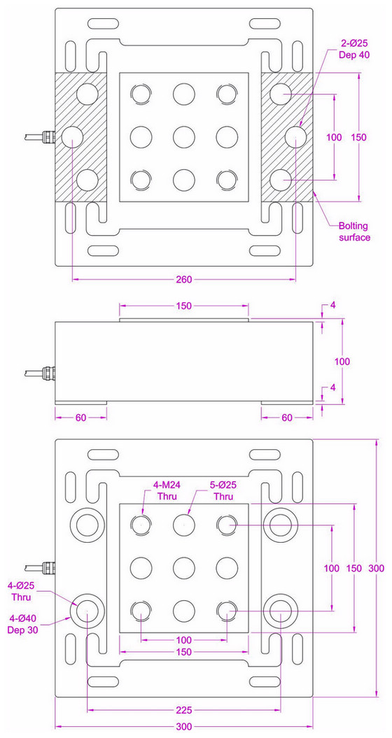 Low Profile 3-Axis Load Cell 5000kg 10000kg 20000kg Multi Axis Force ...