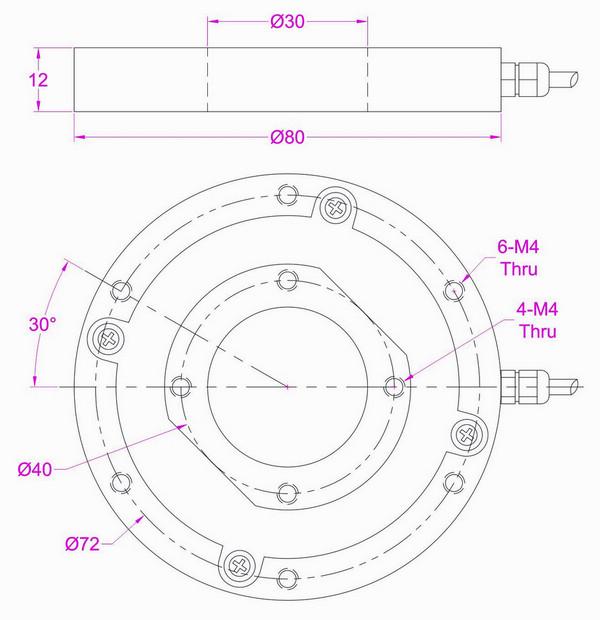 Low Profile Reaction Torque Transducer Thru Hole Robot Joint Torque Sensor