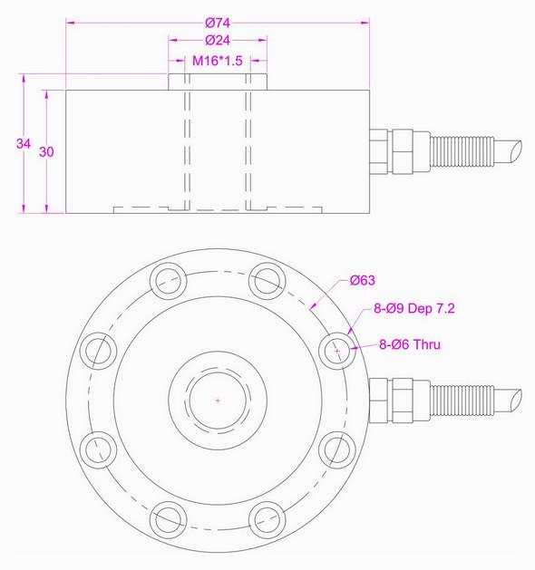 M16 threaded pancake load cell 10kN 5kN 3kN 2kN 1kN 500N 300N compression sensor