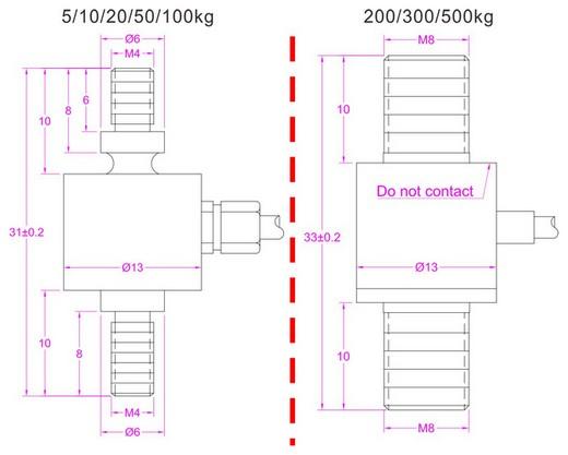 Miniature Cylindrical Load Cell 5kg 10kg 20kg 50kg M4 Rod End Load Sensor